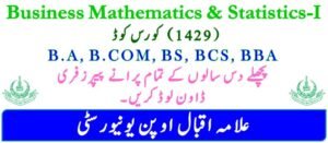 AIOU Code 1429 Past Papers Business Mathematics Statistics-I