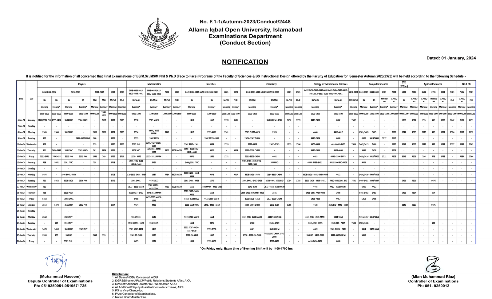 Aiou Revised DateSheet 2024 BA, MA, ADC, PGD, B.Ed M.Ed All Programs ...